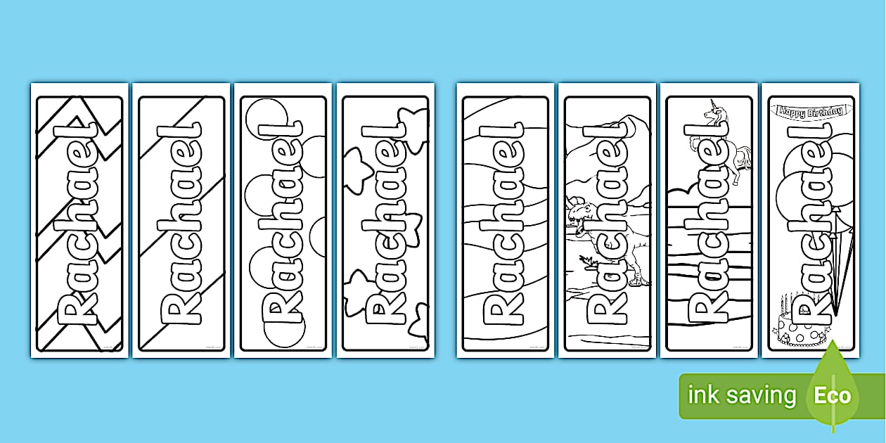 Rachael Name Simple Colouring Bookmarks | Twinkl | KS1