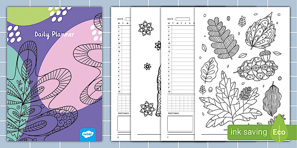 Mindfulness Colouring Daily Planner | Twinkl Busy Bees