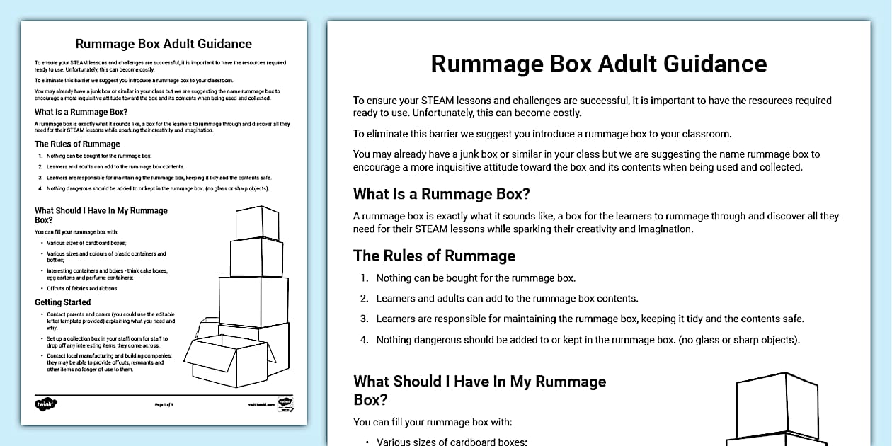 Rummage Box Adult Guidance (Teacher-Made) - Twinkl