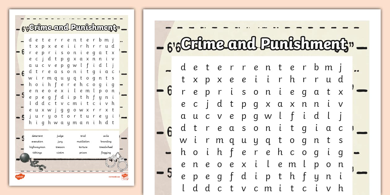 Crime and Punishment Word Search - Twinkl - KS2 - Twinkl
