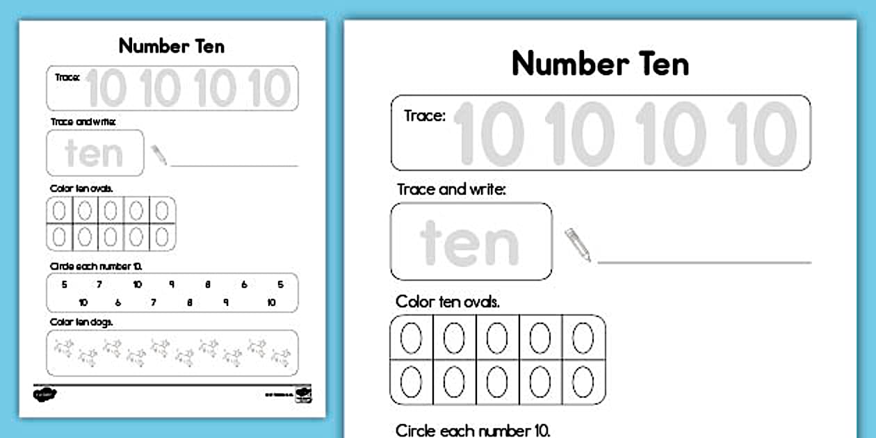Number Ten Math Worksheet (teacher made) - Twinkl