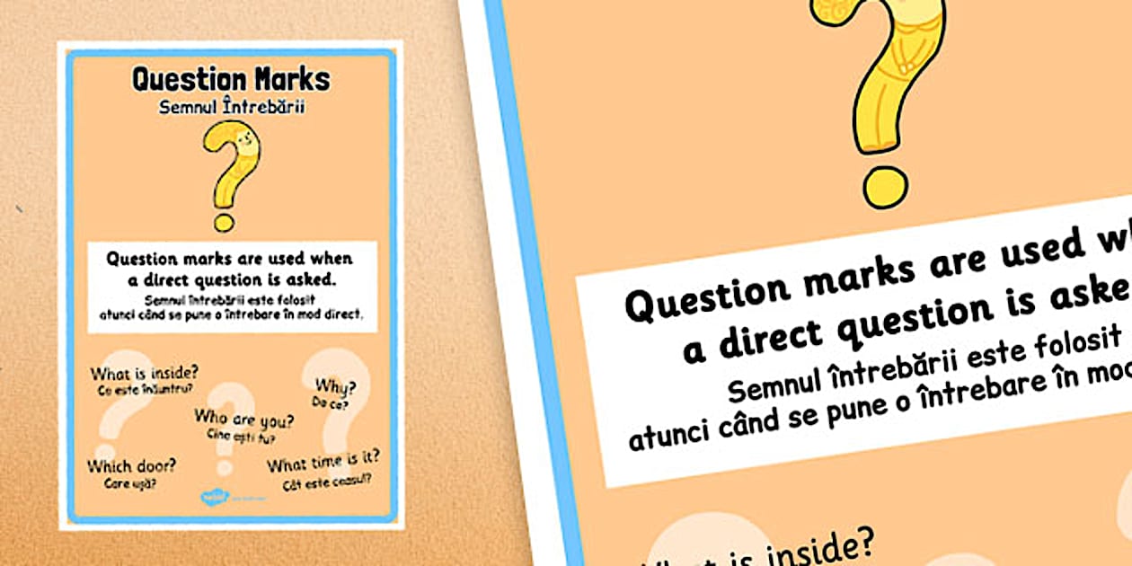 Question Marks Punctuation Poster Romanian Translation