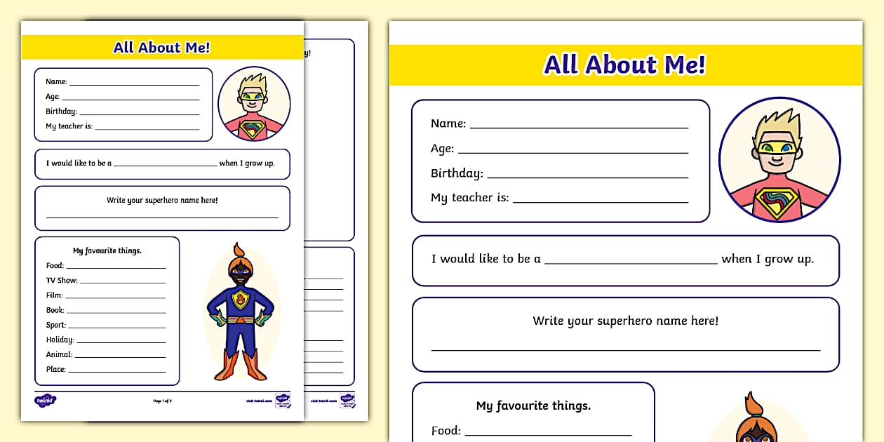 All About Me Worksheet | Primary Resources | Twinkl - Twinkl