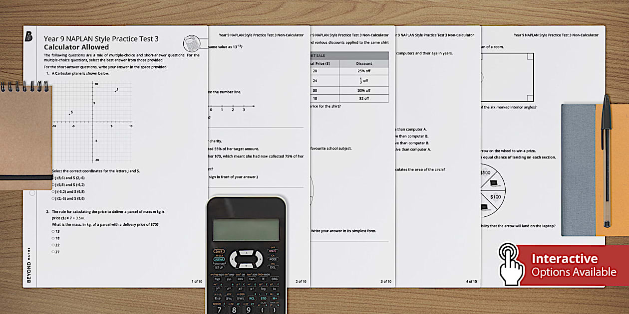 Year 9 NAPLAN Practice Test 3 - Calculator Allowed - Twinkl
