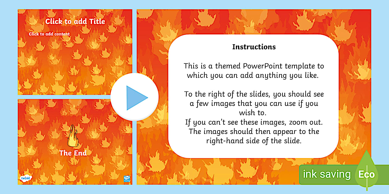 Fire Theme Background Template PowerPoint - Twinkl