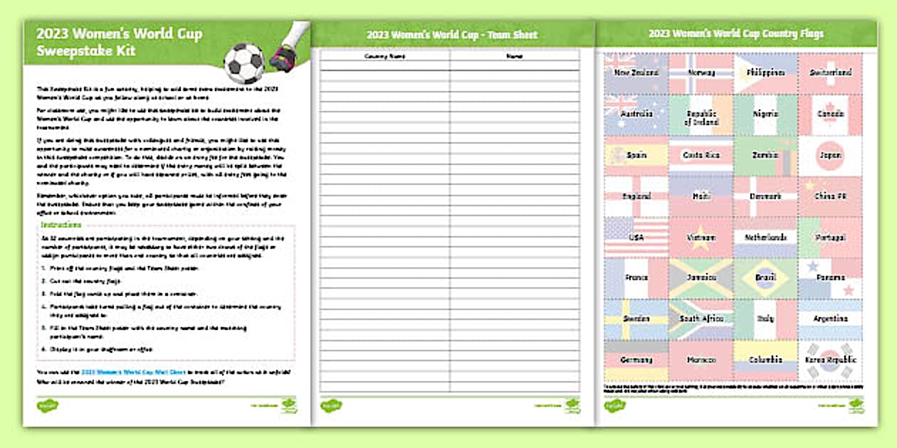 World Cup Sweepstake Template | Women's World Cup | Twinkl