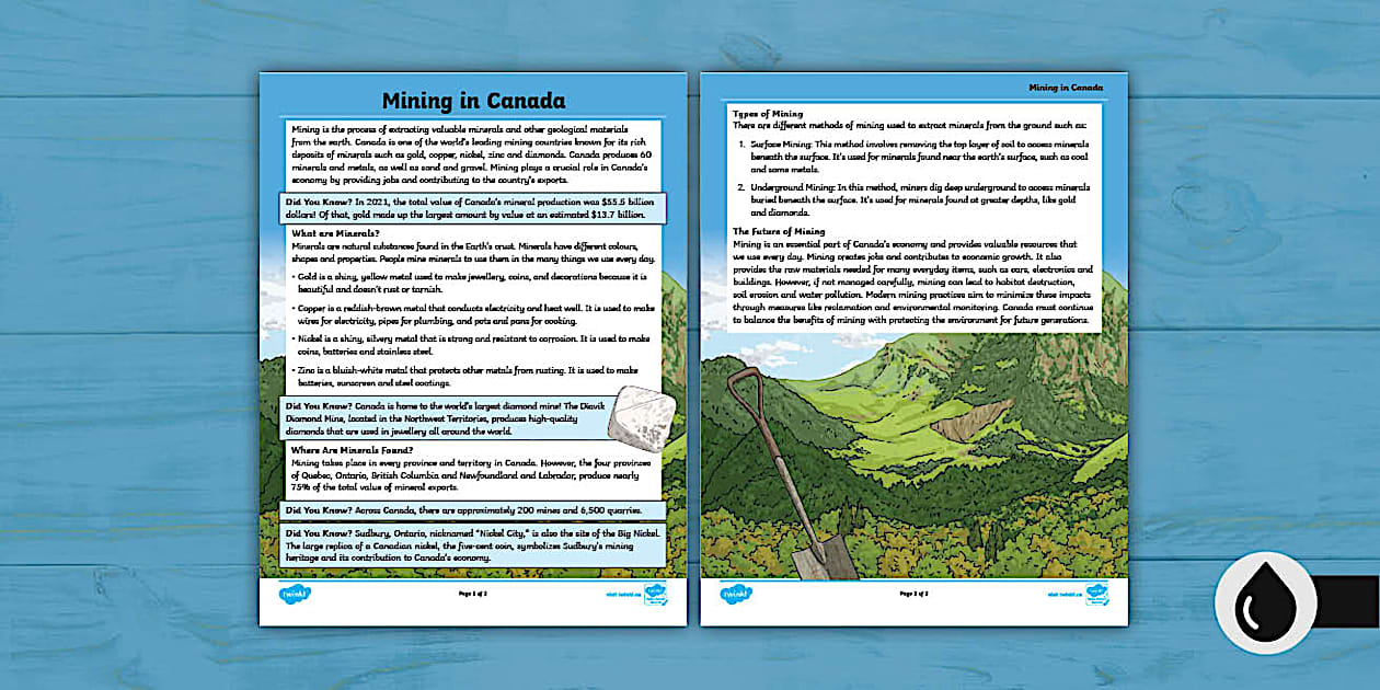 Canada's Natural Resources: Minerals Fact File - Twinkl