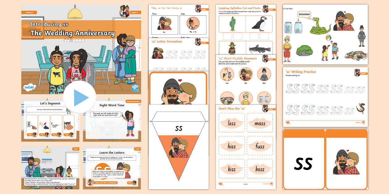 Twinkl Phonics 'ss' - Level 2 Week 6 Lesson 3 Pack