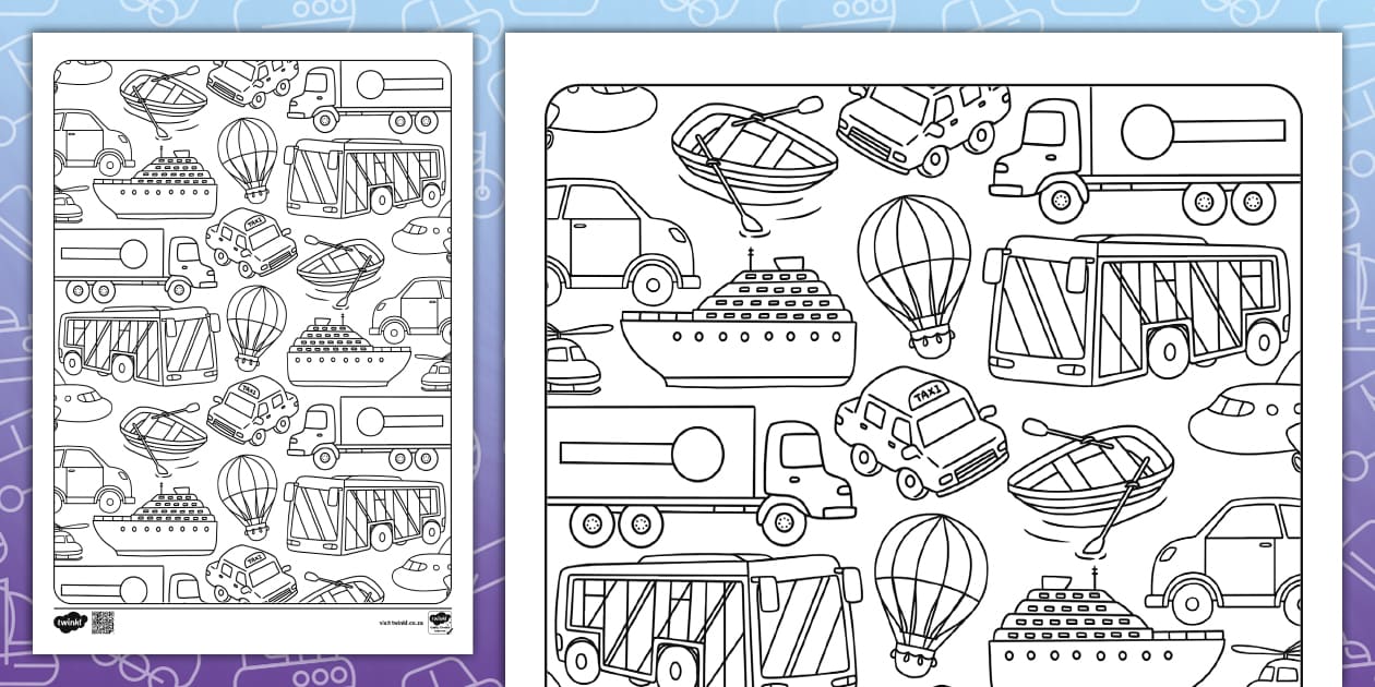 * NEW * Transport Pattern Doodle Colouring Sheet - Twinkl