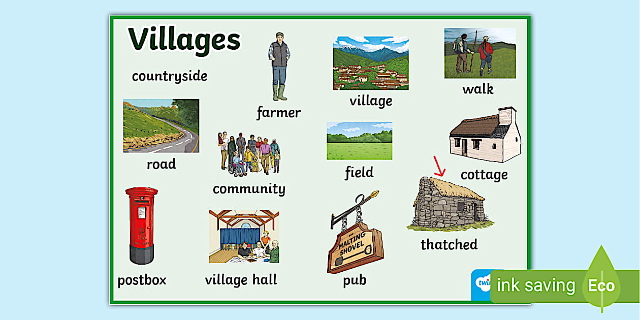 Villages - Word Mat (Teacher-Made) - Twinkl