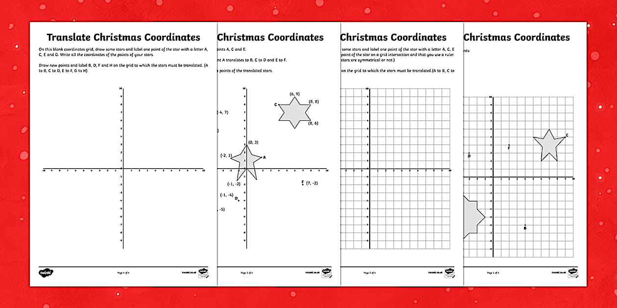 Year 6 Coordinates - Christmas Worksheets (teacher made)