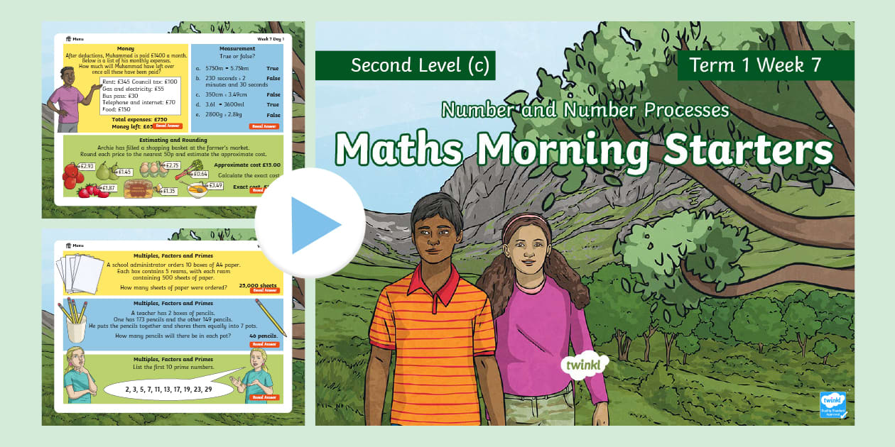 Maths Morning Starters Second Level (c) Term 1 Week 7 PowerPoint