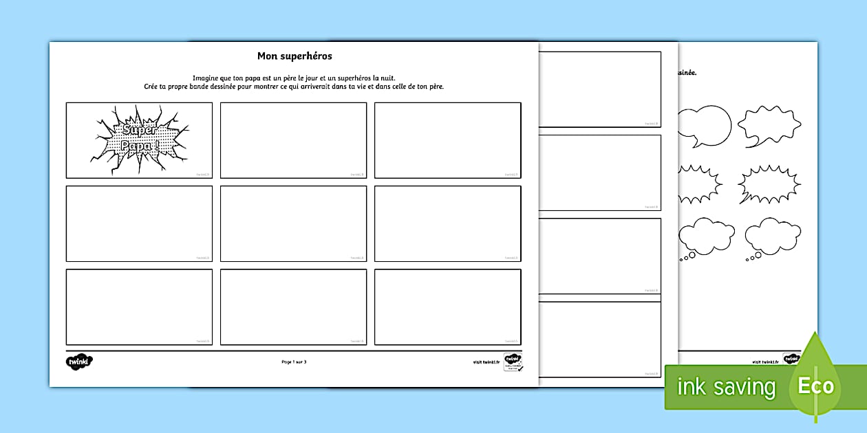 Bande dessinée : fête des Pères - superhéros