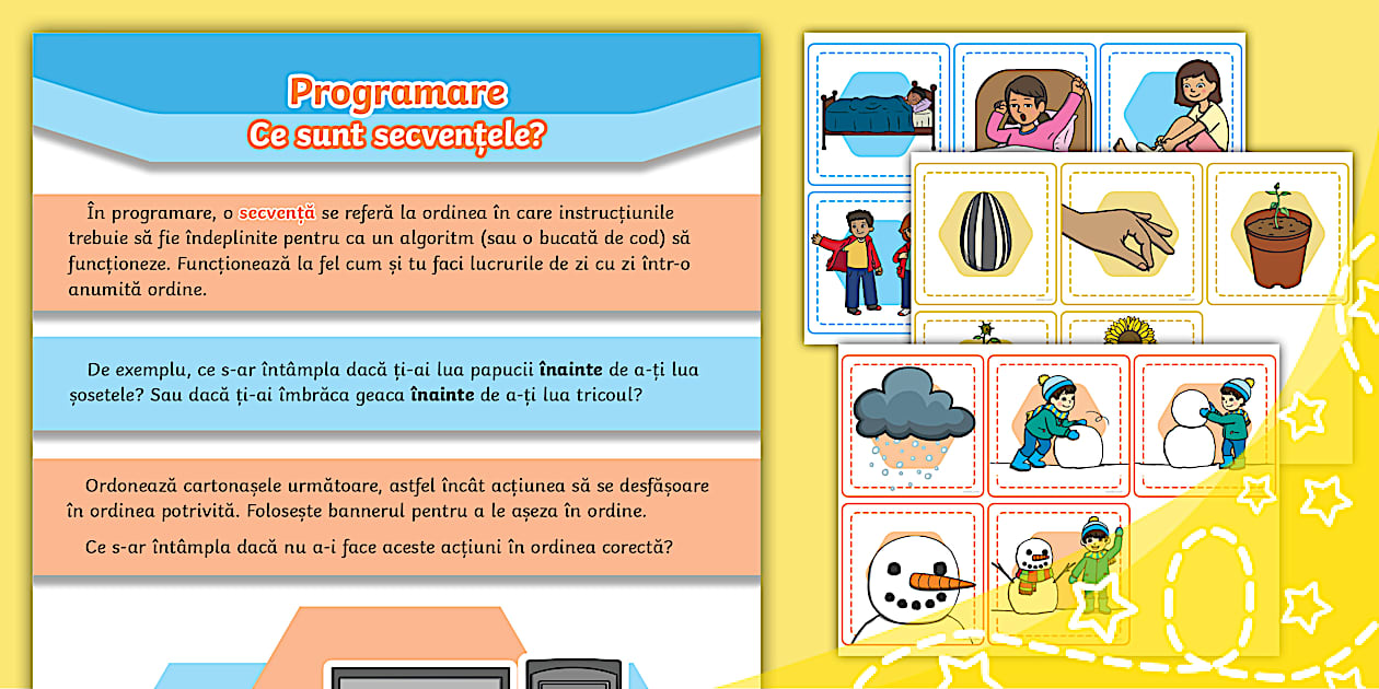 Programare: Ce sunt secvențele? – Activitate de ordonare