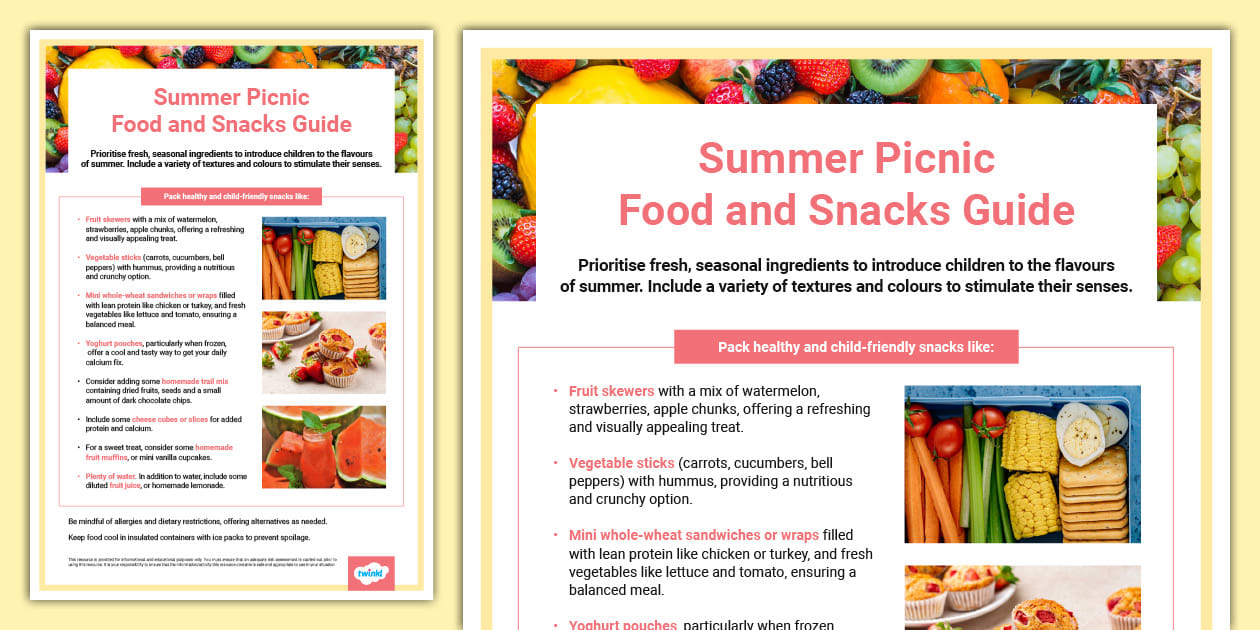 Summer Picnic Food and Snacks Guide (Teacher-Made) - Twinkl