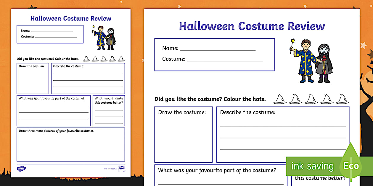 QLD Halloween Costume Review Worksheet (teacher made)