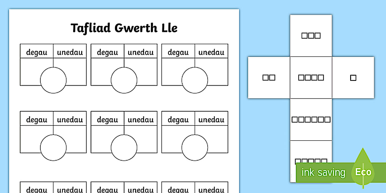 Taflenni Gwaith Gwahaniaethol Gwerth Lle