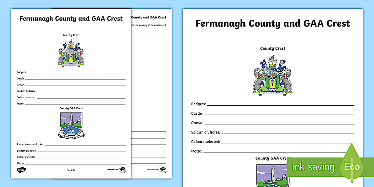 Fermanagh County and GAA Crest Worksheet / Worksheet