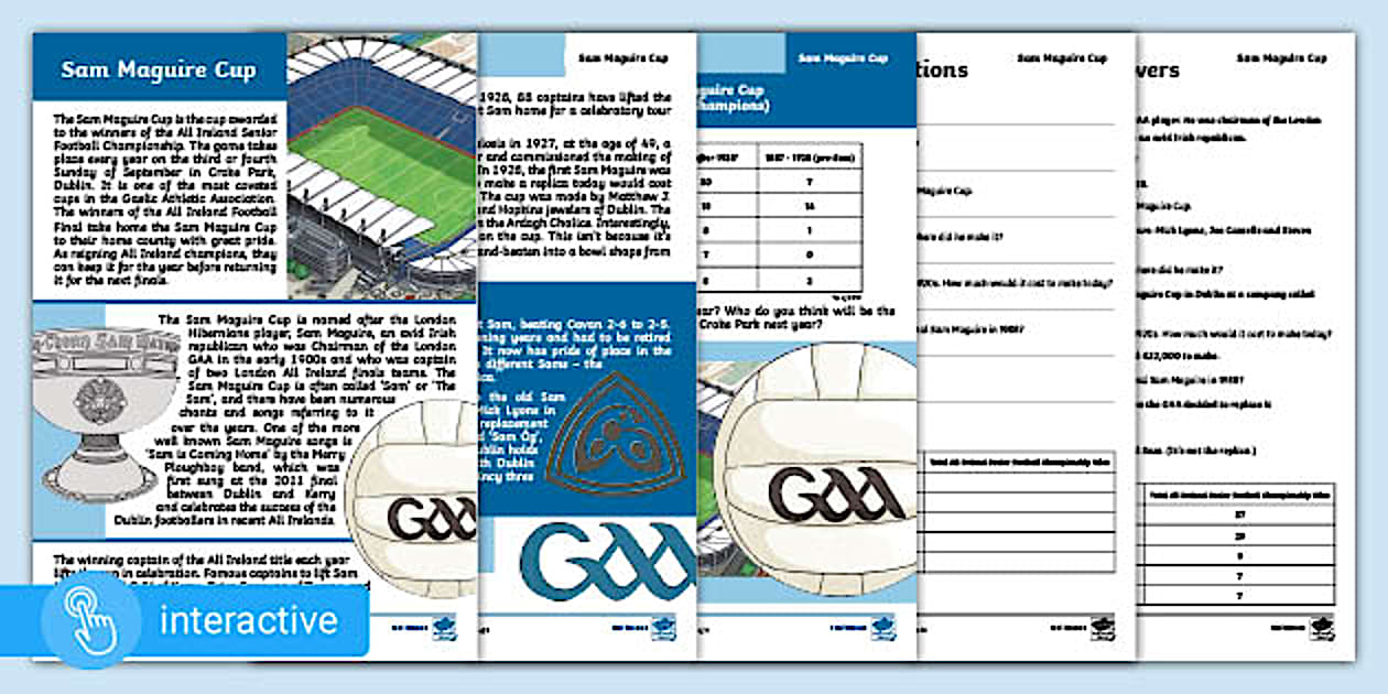 GAA's Sam Maguire Reading Comprehension Activity