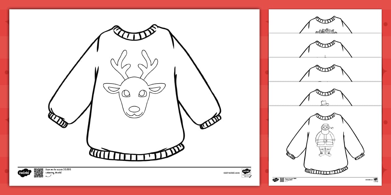 Christmas Jumper Colouring Pages | Primary Resources