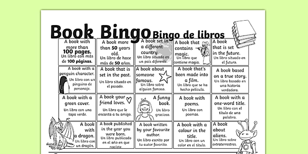 Book Bingo Worksheet / Worksheet Spanish Translation