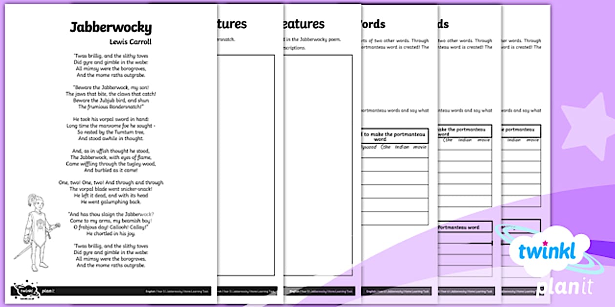Animals: Jabberwocky Y5 Home Learning Tasks - Twinkl