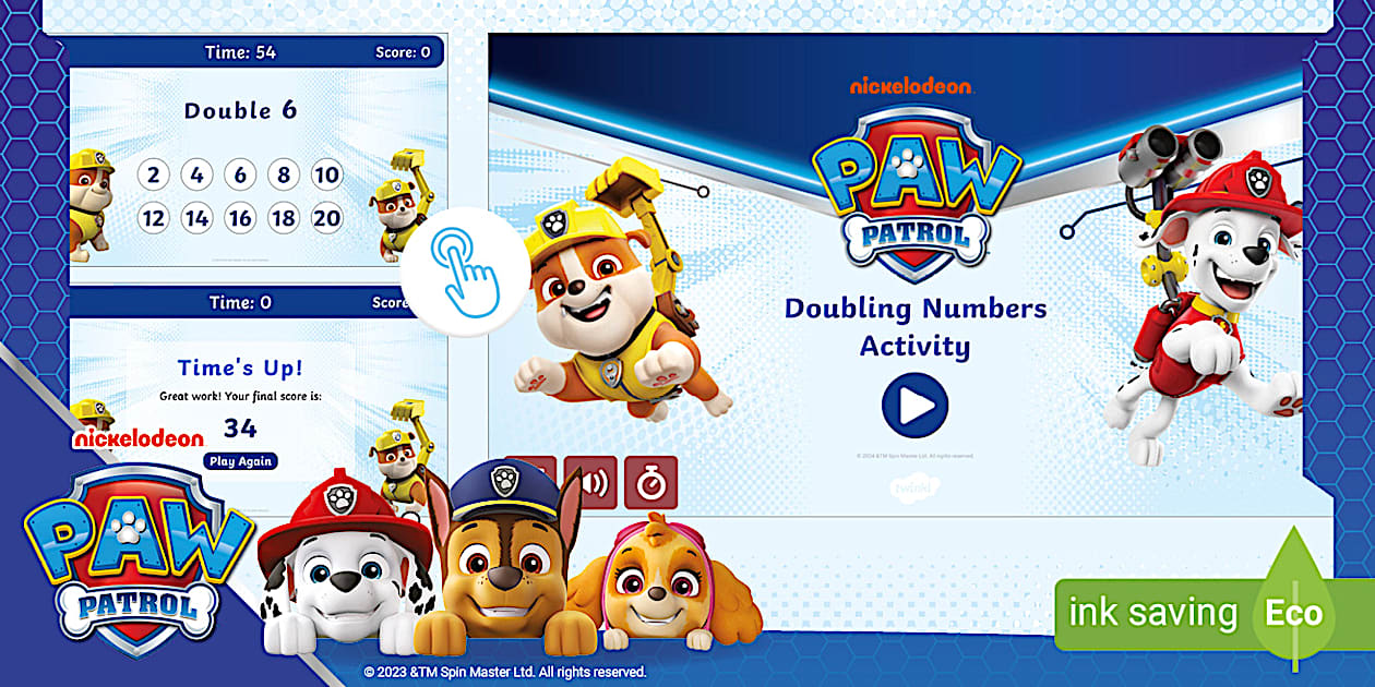 FREE! - 👉 PAW Patrol: Rubble on the Double - Doubling Numbers Activity