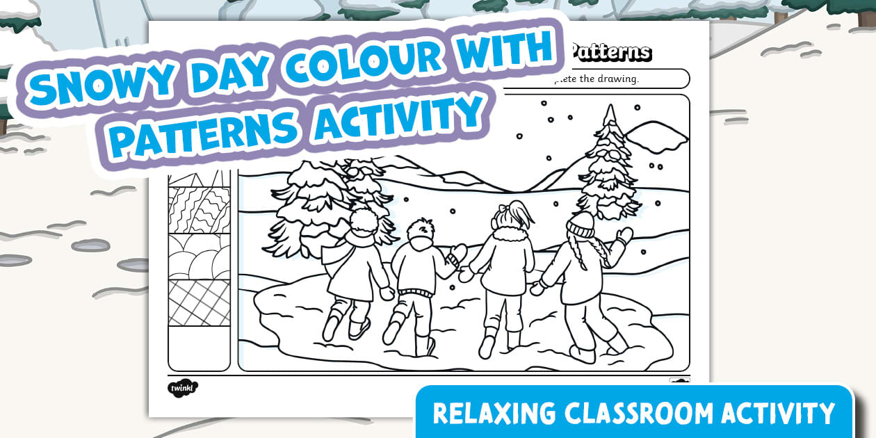 Snowy Day Colour with Patterns Activity