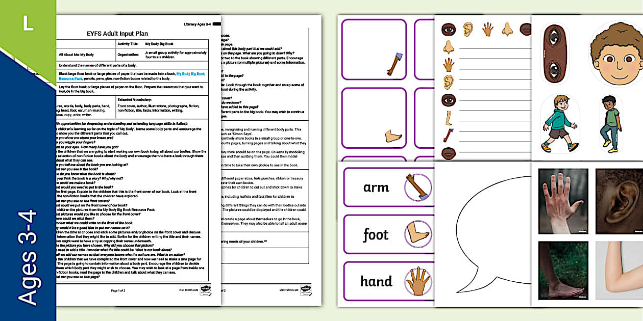 EYFS My Body Big Book Adult Input Plan and Resource Pack