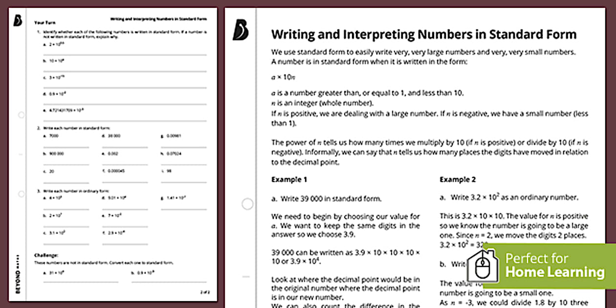 👉 Standard Form Home Learning | KS3 Maths | Beyond