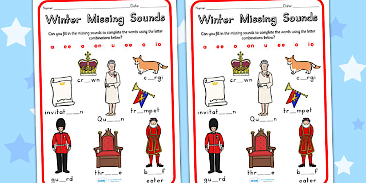 Royal Family Missing Sounds Worksheet (teacher made)