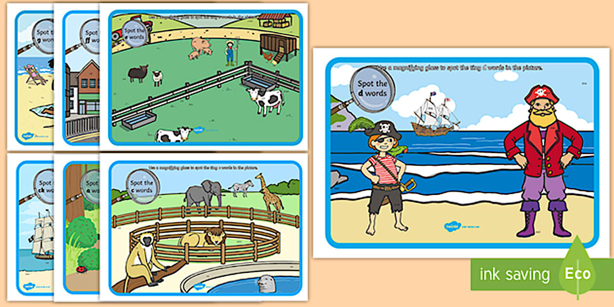 Phase 2 Words Magnifying Glass Activity Pack (teacher made)