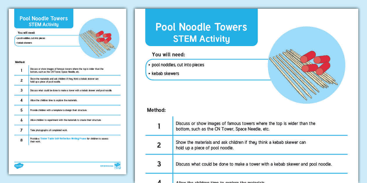 Tinker Table Pool Noodle Tower STEM Activity Pack - Twinkl