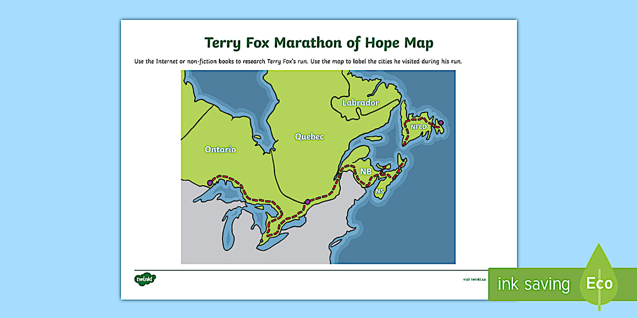 Terry Fox Route Map | Twinkl CA