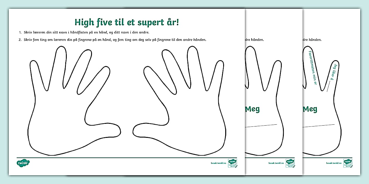 High five til et supert skoleår! Aktivitetsark - Twinkl