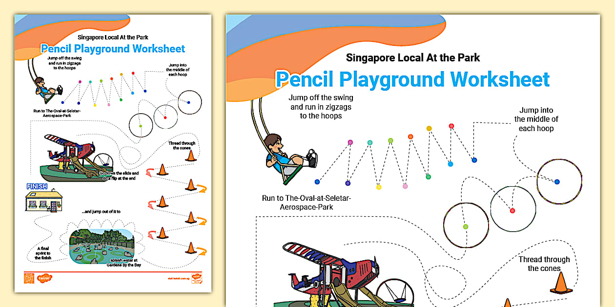 Singapore Local At the Park Pencil Playground Worksheet