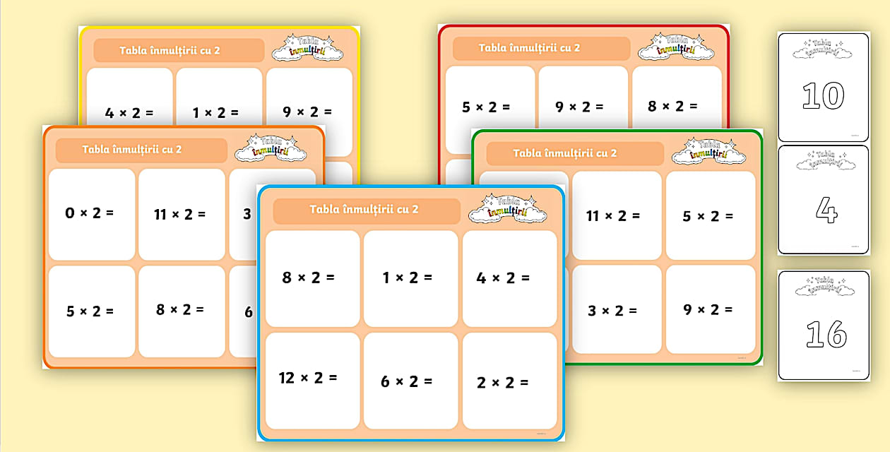 Tabla înmulțirii cu 2 – Bingo