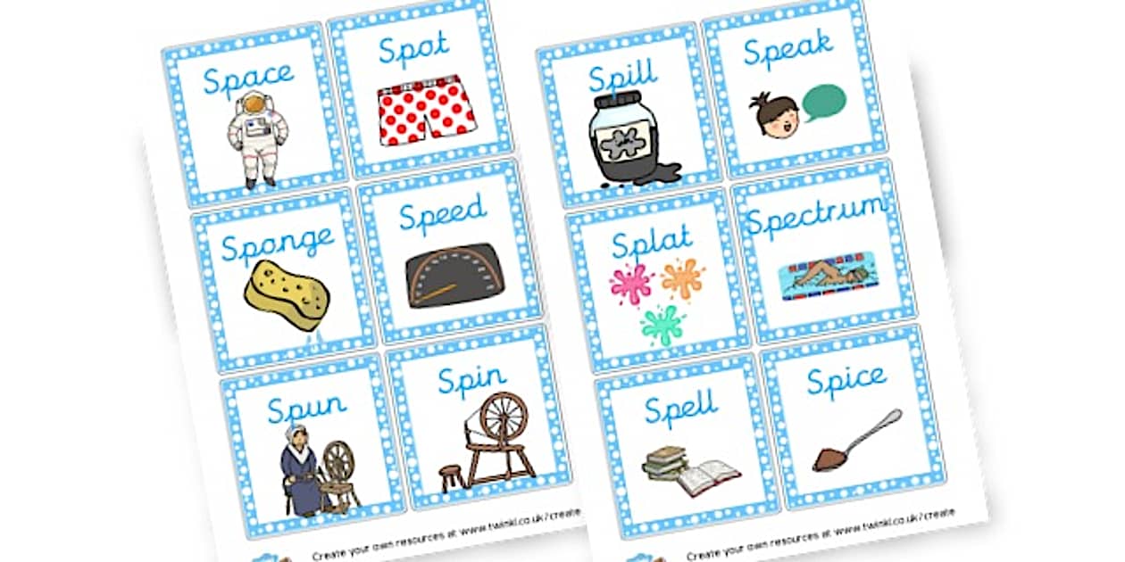 Initial Sp Words Cards (Teacher-Made) - Twinkl