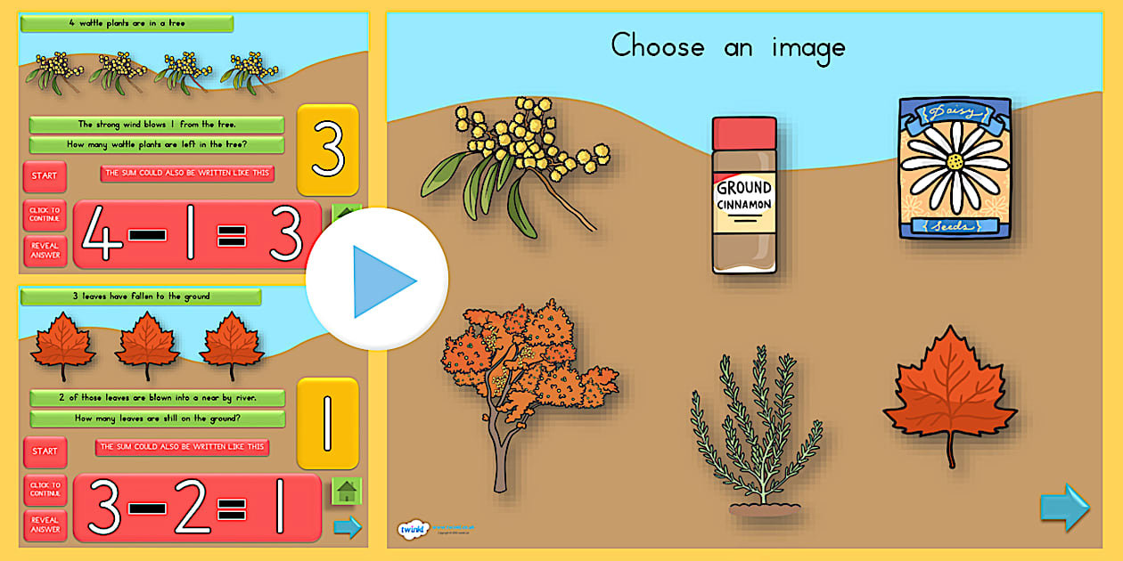 Autumn Themed Subtraction PowerPoint - Twinkl
