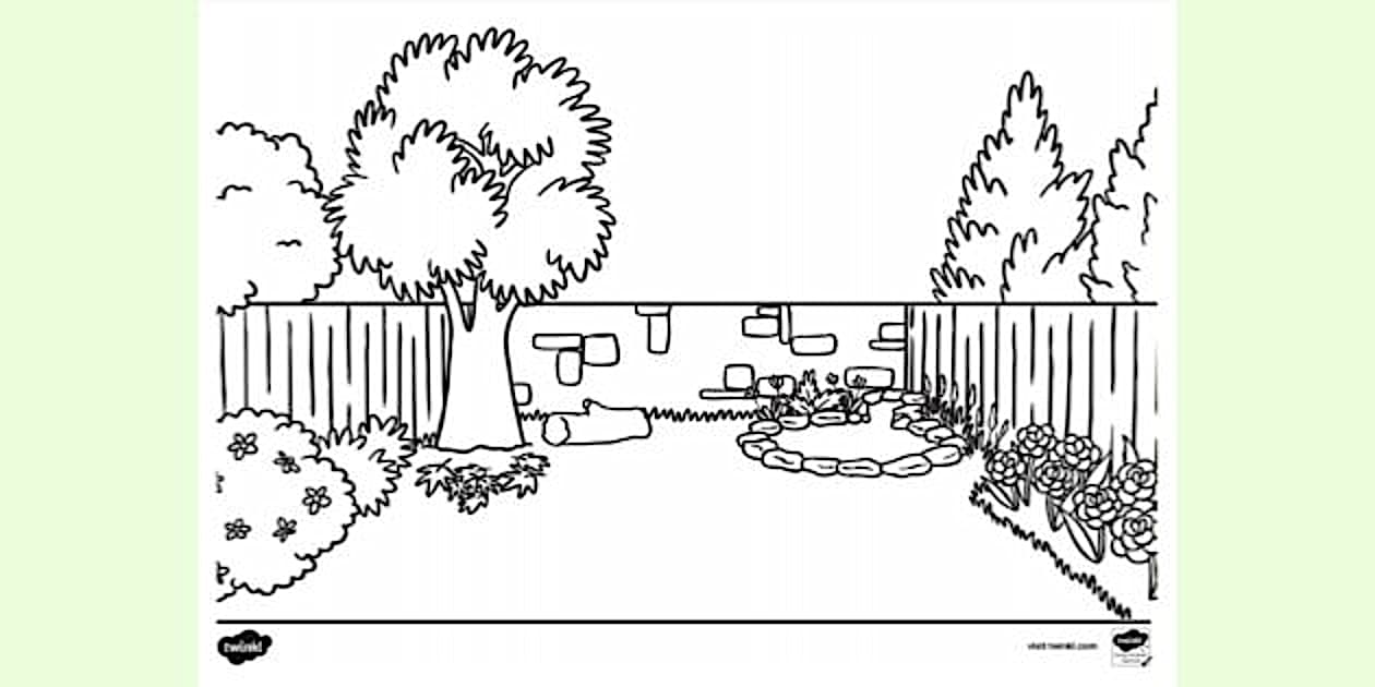 Garden Colouring Page - Activities - Resources - Twinkl