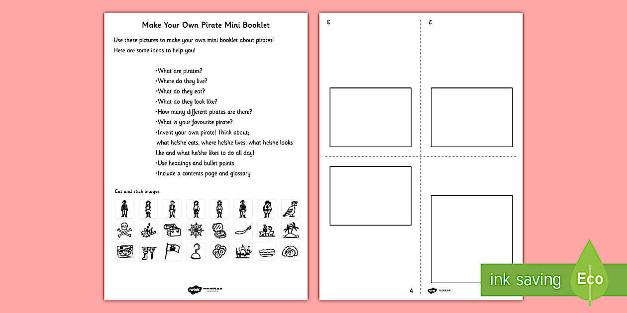 Make Your Own Pirate Mini Booklet (teacher made) - Twinkl