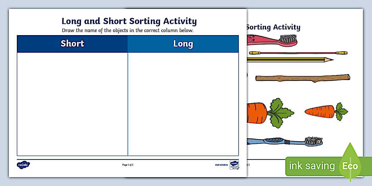 Long and Short Cutting and Sticking Activity - Twinkl