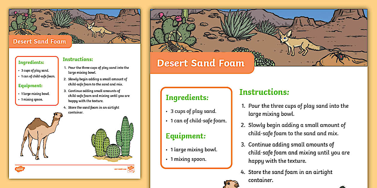 Desert Sand Foam Recipe (teacher made) - Twinkl