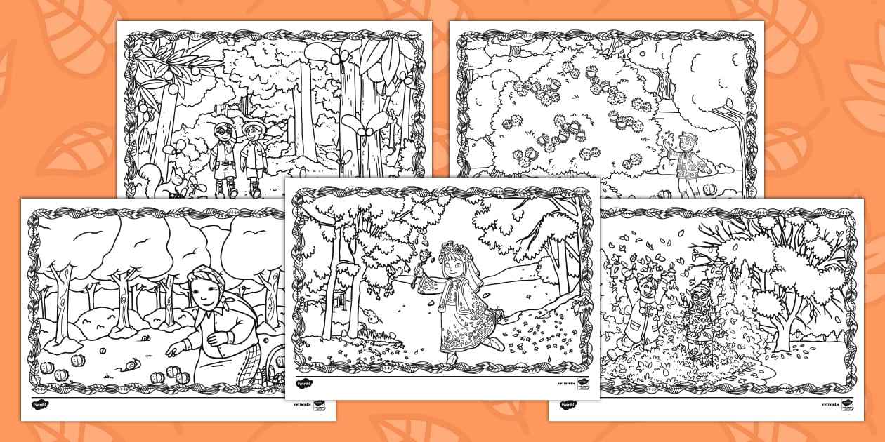 Autumn Trees Colouring Sheets - Twinkl Art