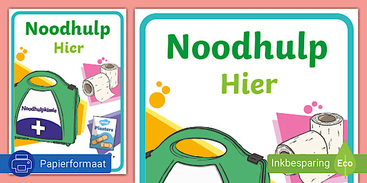 Noodhulp Hier - Plakkaat (Hecho por educadores) - Twinkl