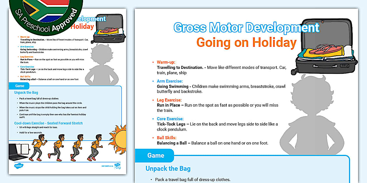 Preschool Gross Motor Development Lesson - Going on Holiday