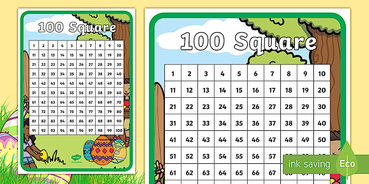Easter Themed 100 Number Square (teacher made) - Twinkl