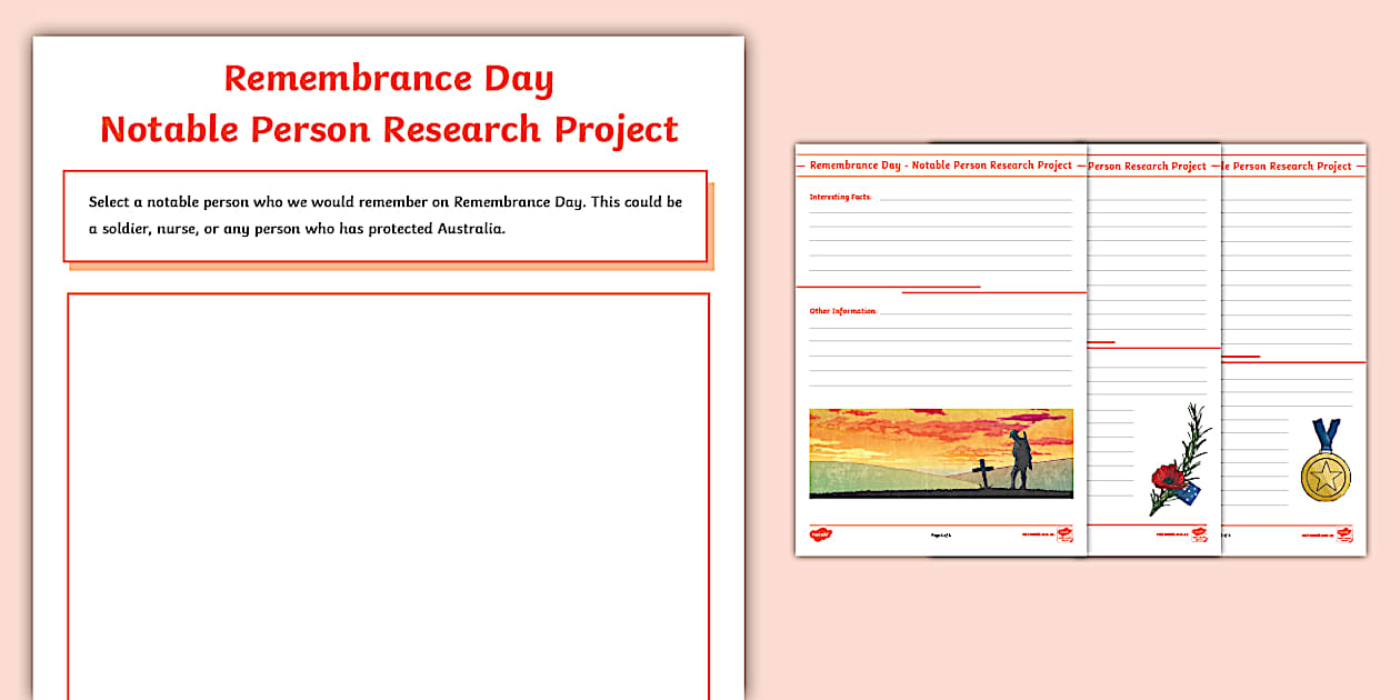 Remembrance Day - Notable Person Research Project - Twinkl