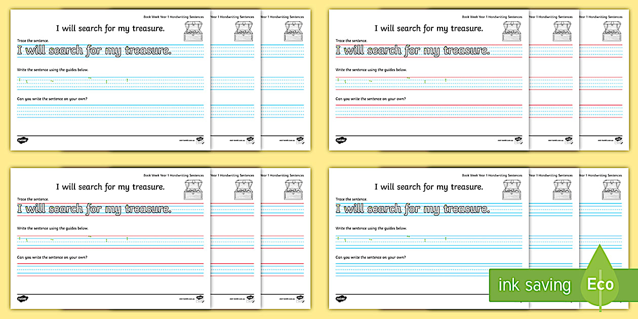NSW Book Week Year 1 Handwriting Practice Worksheets