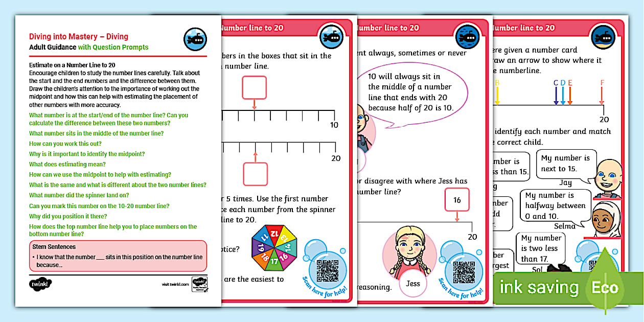 👉 Y1 DiM: Step 10 Estimate on a Number Line to 20 Cards